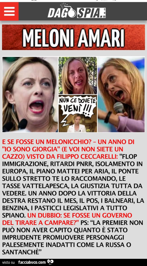 Lo afferma Dagospia… post satirico pubblicato da ColosseoQuadrato - Facciabuco.com