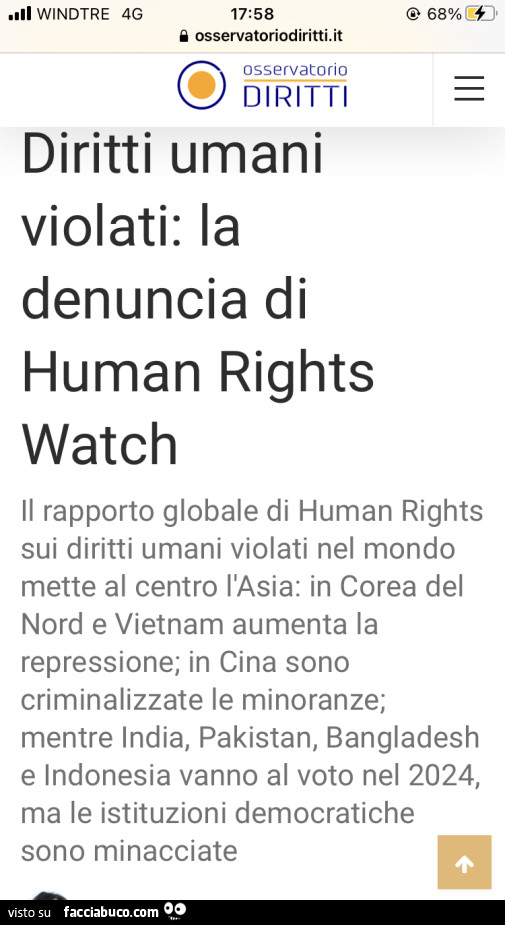 Diritti umani violati: la denuncia di human rights watch - Facciabuco.com