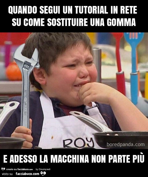 Quando segui un tutorial in rete su come sostituire una gomma e adesso ... Quando segui un tutorial in rete su come sostituire una gomma e adesso ...