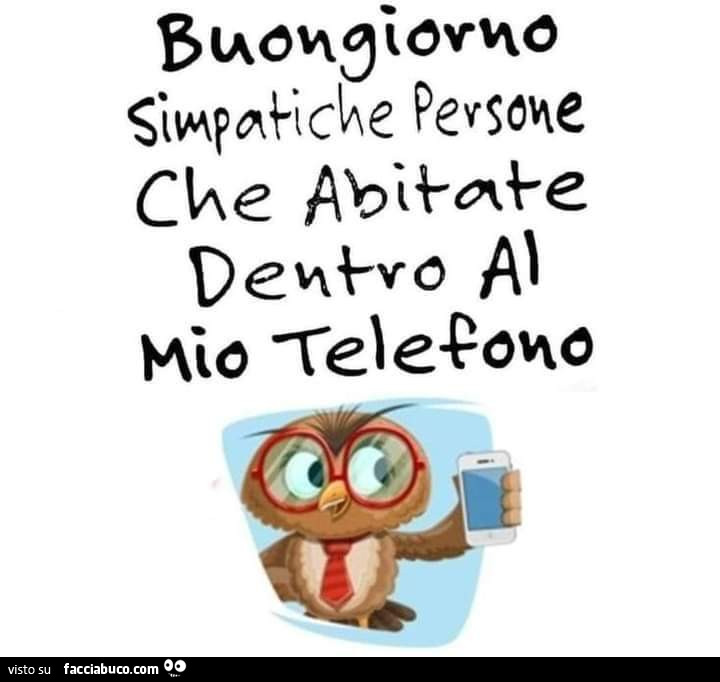 Buongiorno simpatiche persone che abitate dentro al mio telefono ...