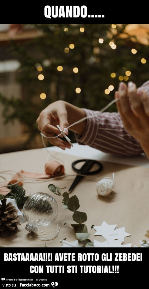 Quando… bastaaaaa! Avete rotto gli zebedei con tutti sti tutorial ...
